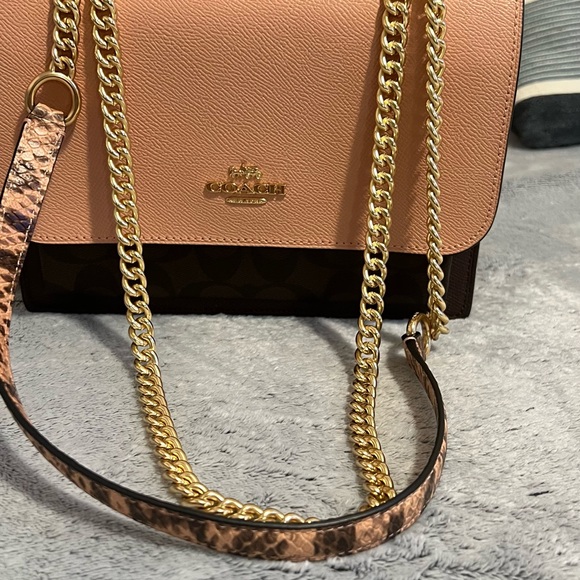 Coach | Bags | Coach Peach And Dark Brown Crossbody Bag | Poshmark